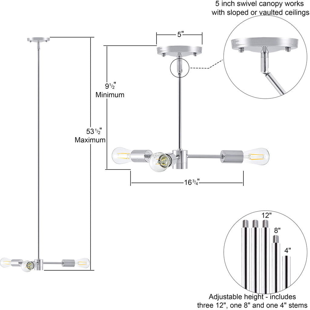 Geneva 3 Light Sputnik Chandelier with LED Bulbs & Linea Lighting ...